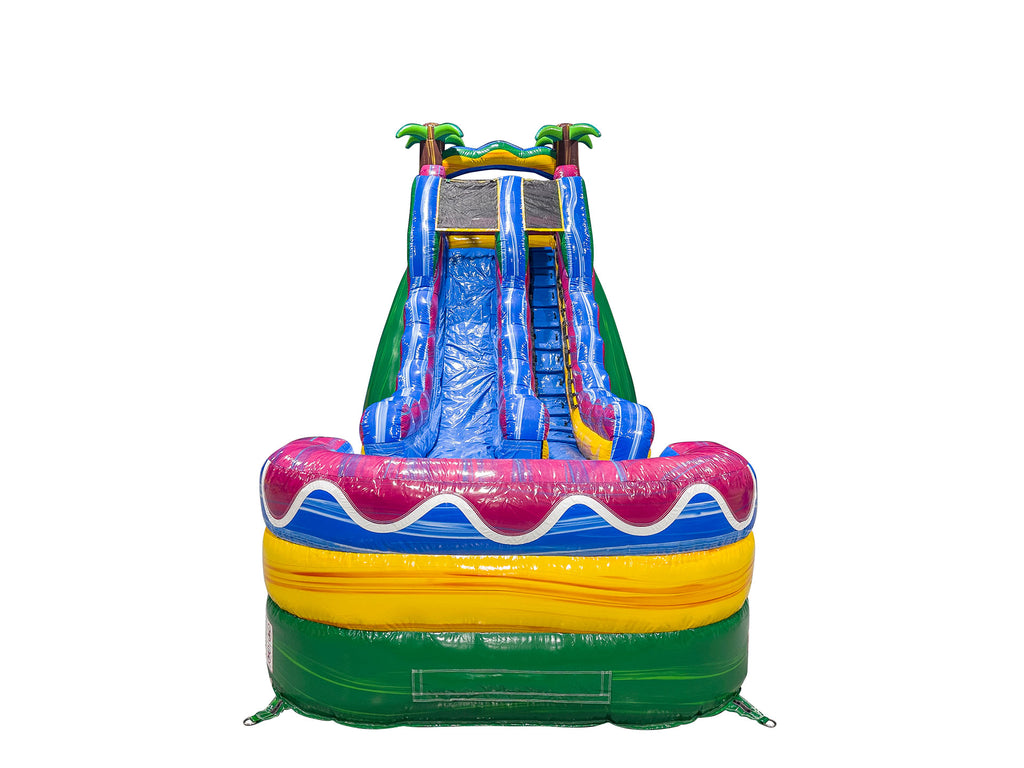 18'H Single Lane Coconuts Drop Water Slide – Gorilla Bounce