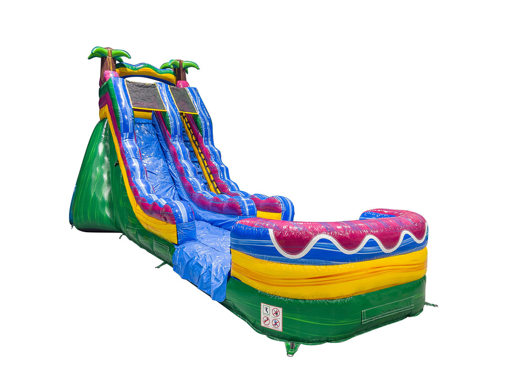 18'H Single Lane Coconuts Drop Water Slide – Gorilla Bounce