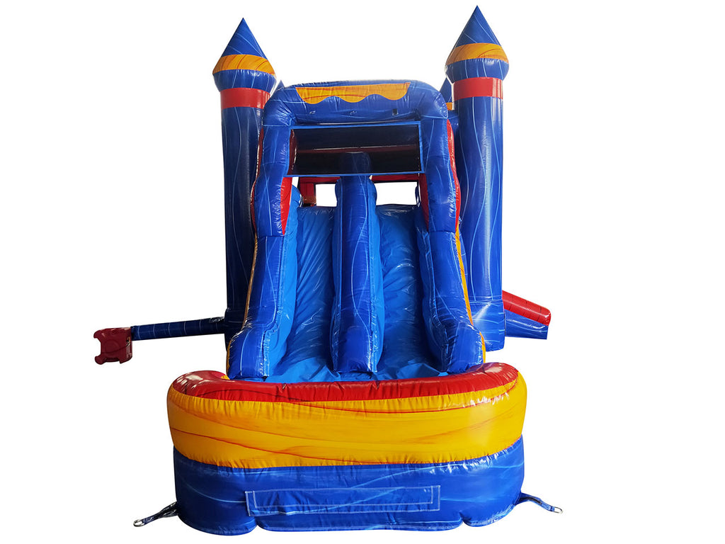 28' Red Blue Lightning Bounce House Wet or Dry Water Slide Combo ...
