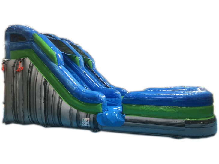 12' Blue Green Grey Marble Water Slide – Gorilla Bounce