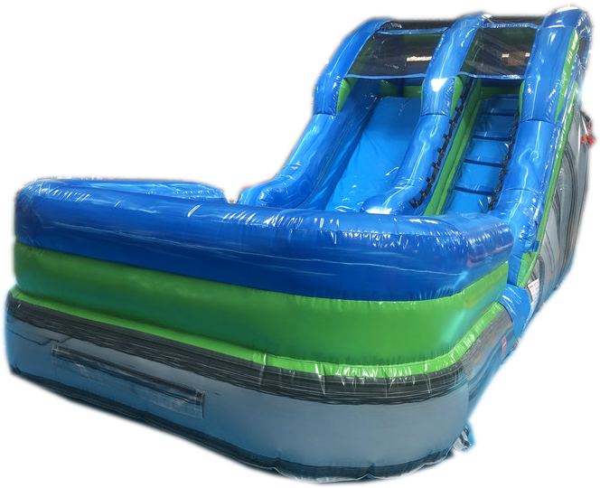 12' Blue Green Grey Marble Water Slide – Gorilla Bounce
