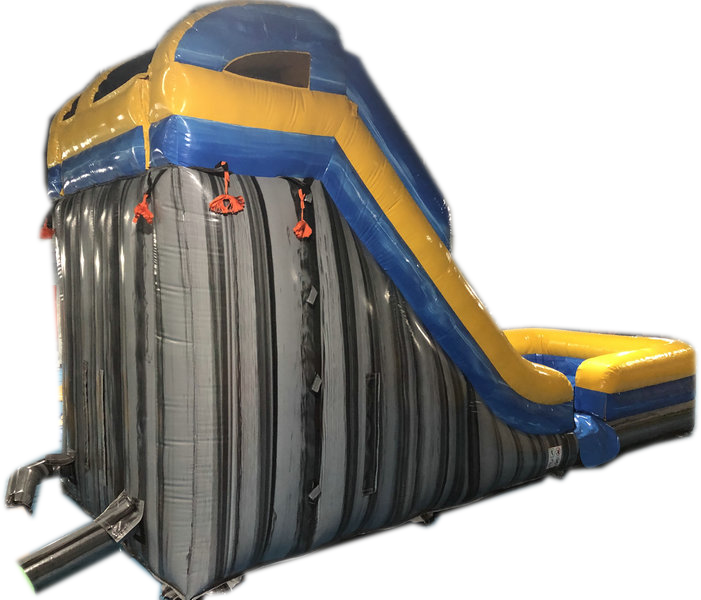15' Blue Yellow Grey Water Slide – Gorilla Bounce