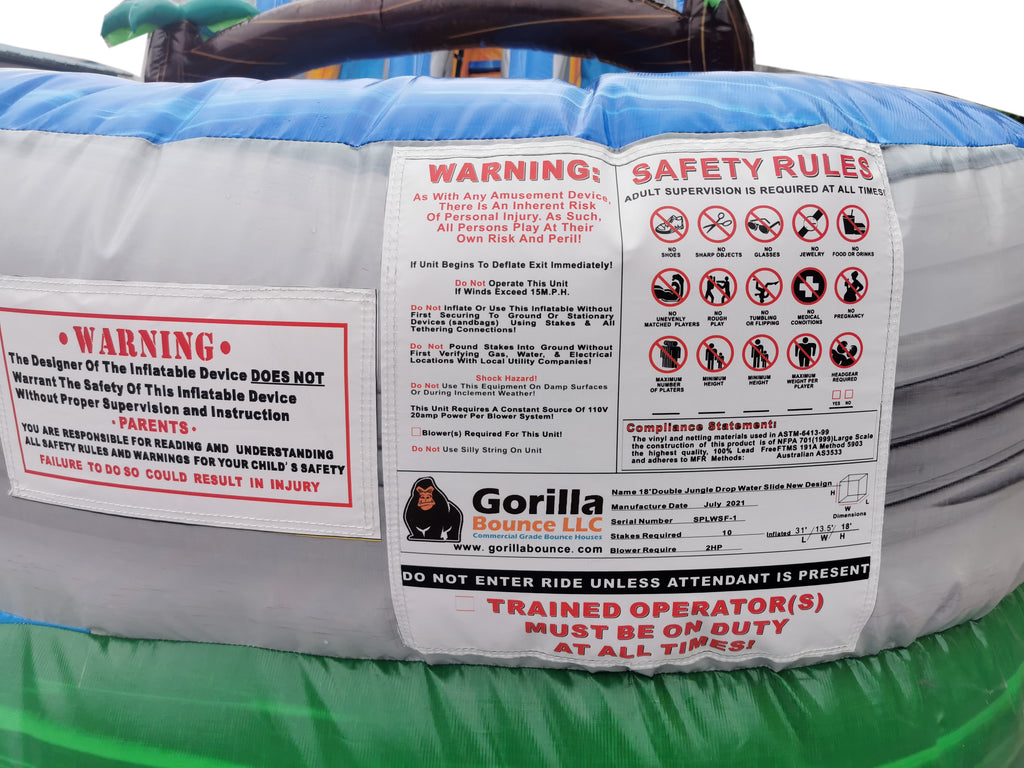 18'H Double Jungle Drop Water Slide – Gorilla Bounce